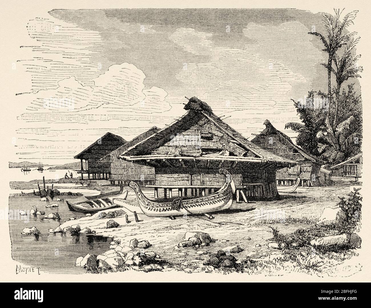 Village on Seram, north of Ambon Island. Moluccan archipelago, Maluku ...