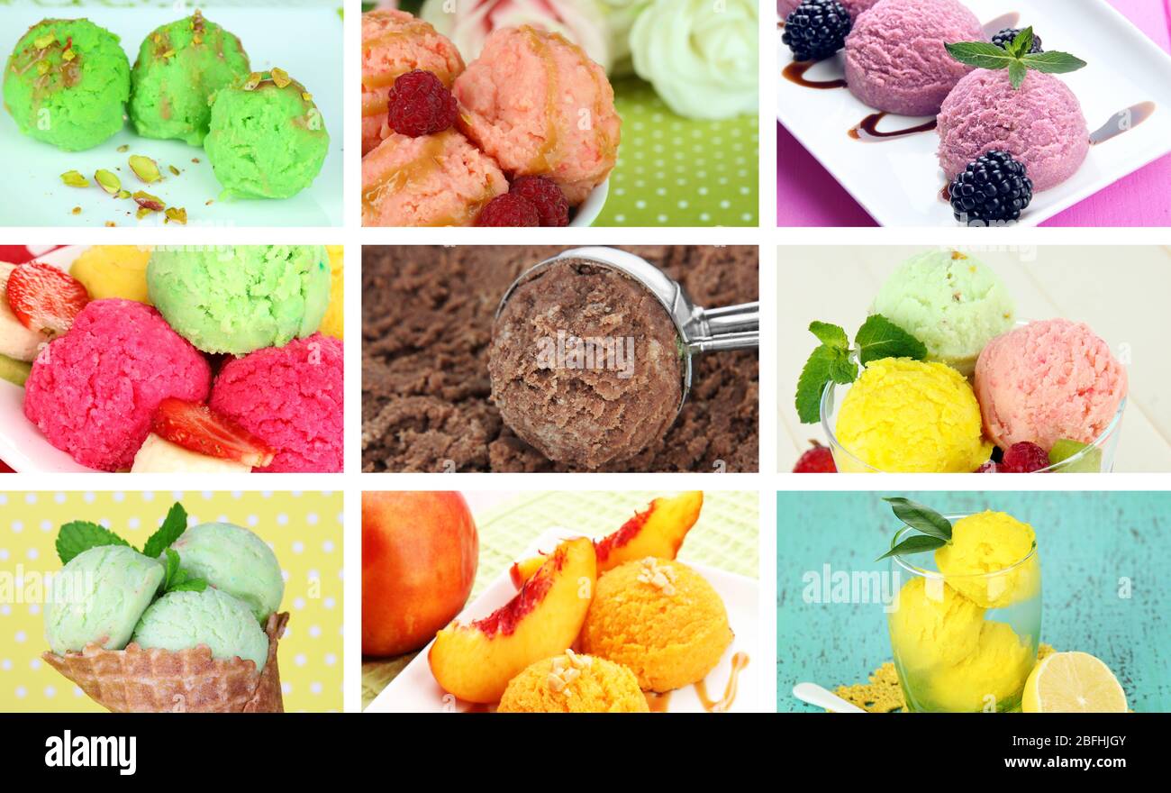 Collage of yummy ice-cream Stock Photo - Alamy