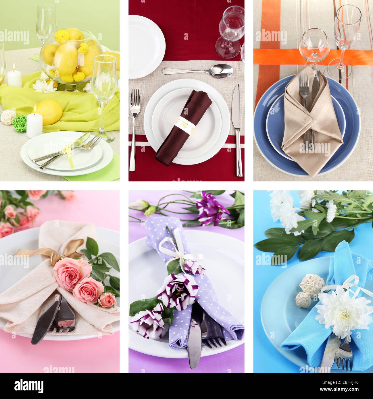 Collage of different table setting Stock Photo - Alamy