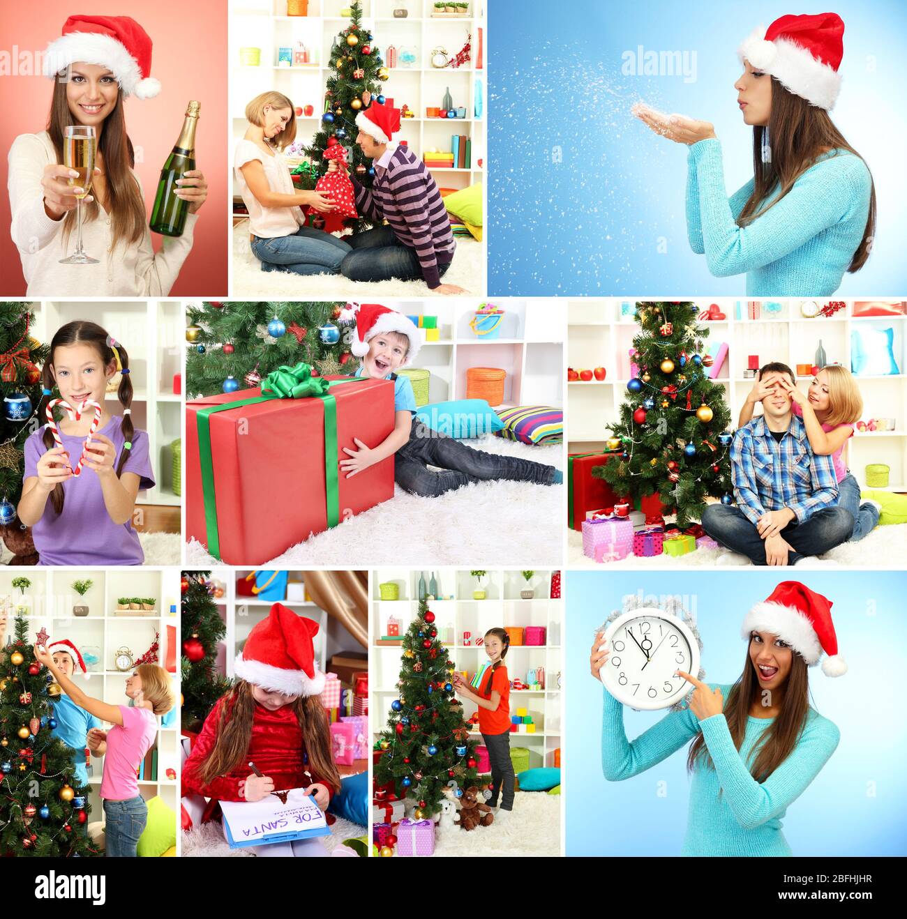 Collage of people celebrating Christmas Stock Photo - Alamy
