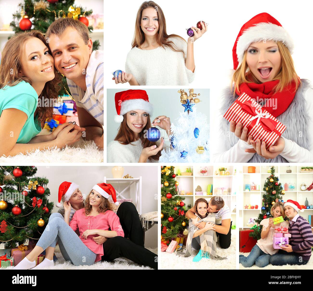 Collage of people celebrating Christmas Stock Photo - Alamy