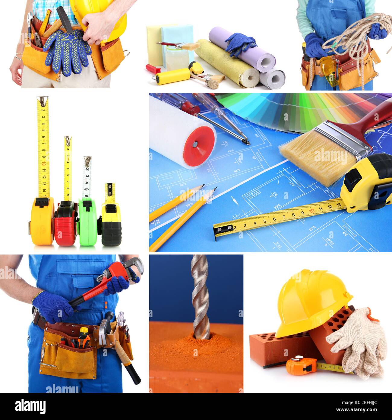 Repair project collage Stock Photo - Alamy