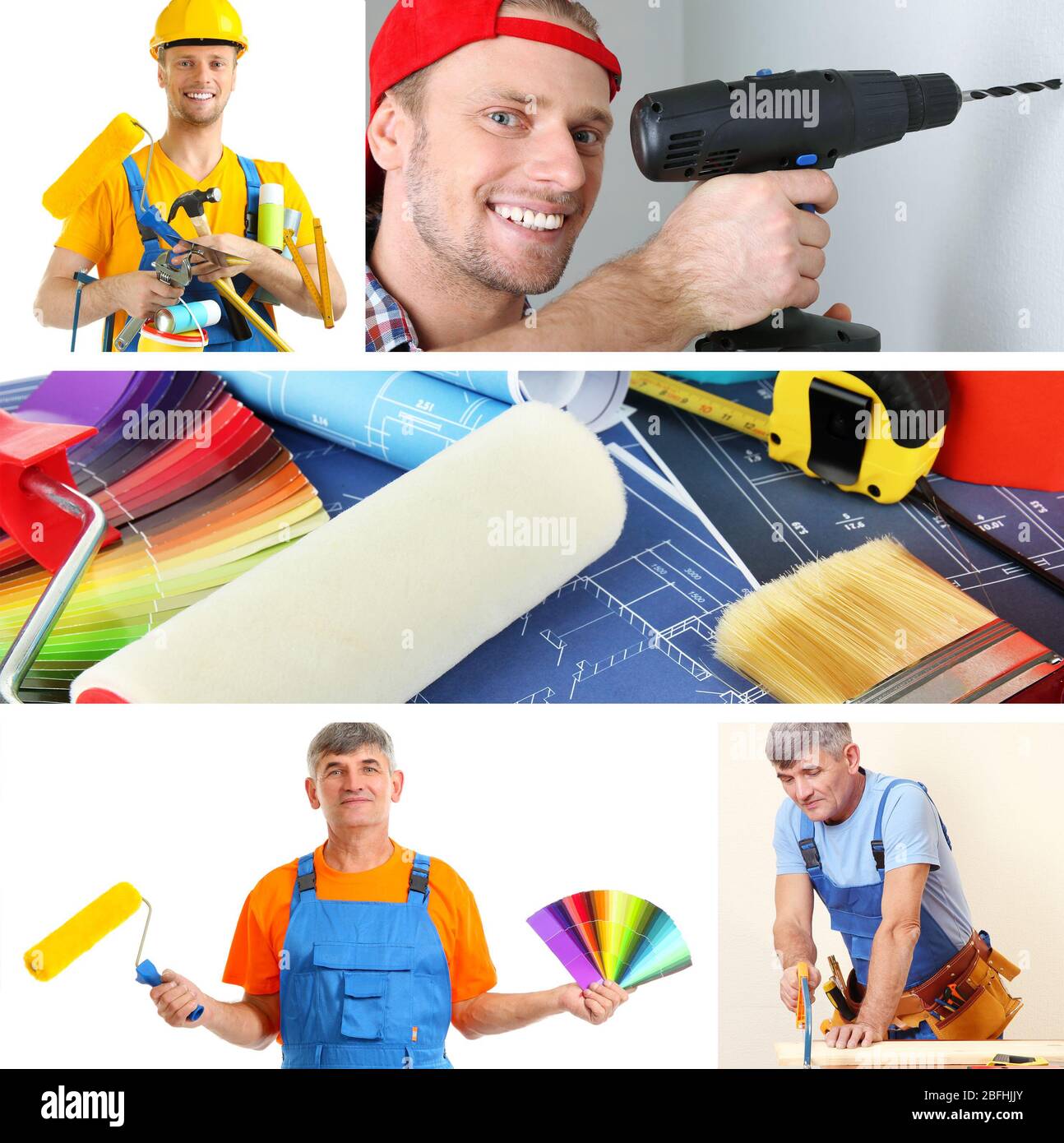 Repair project collage Stock Photo - Alamy
