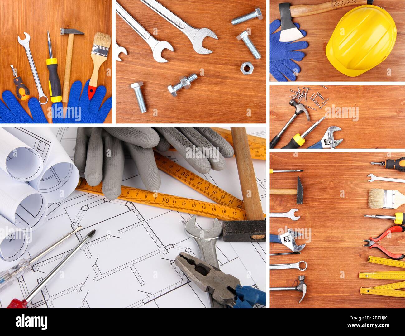 Repair project collage Stock Photo - Alamy
