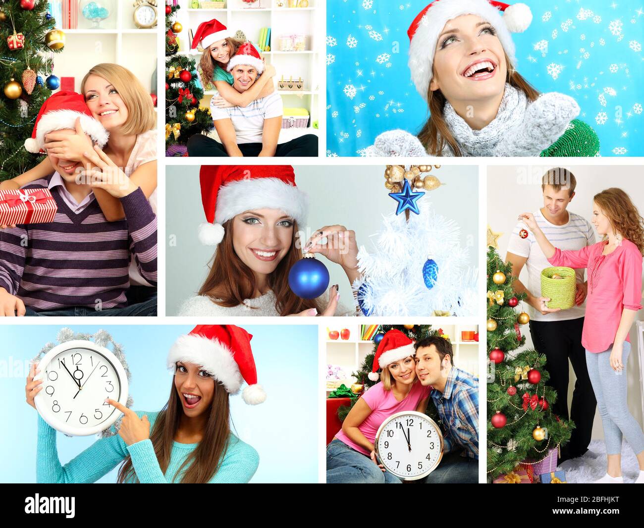 Collage of people celebrating Christmas Stock Photo - Alamy