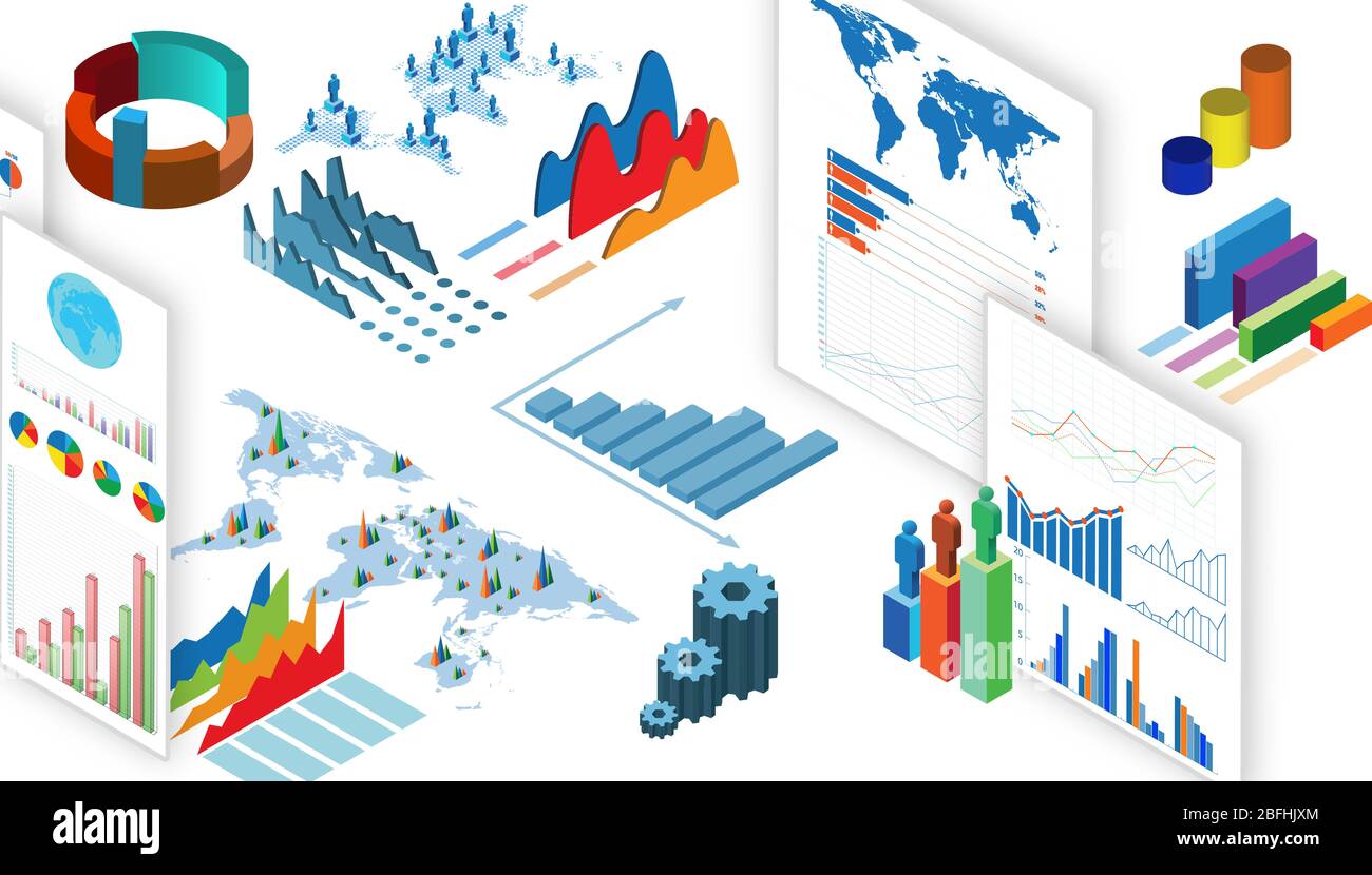 The business charts and infographics - 3d rendering Stock Photo - Alamy