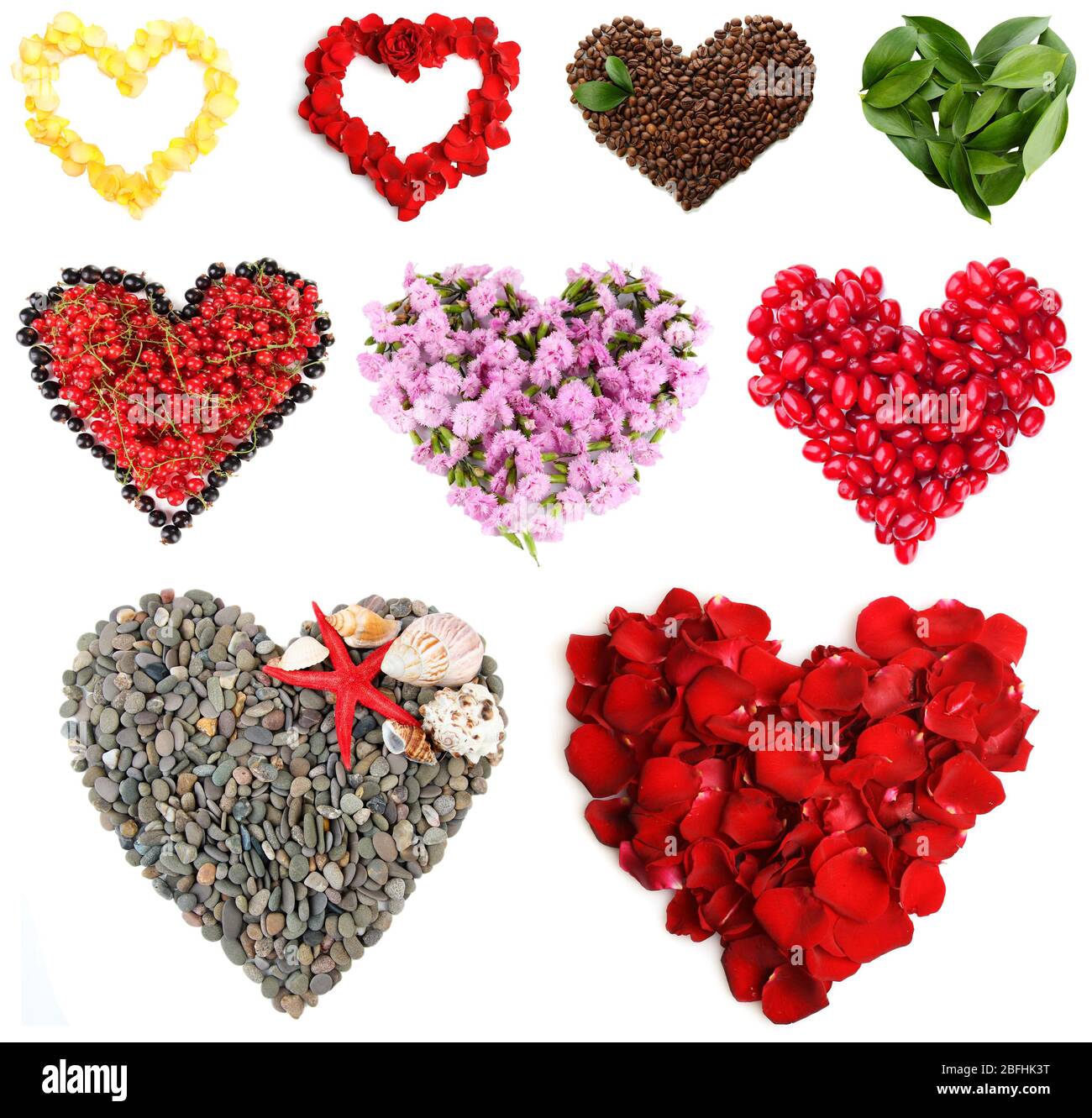 Collage of heart-shaped things isolated on white Stock Photo - Alamy