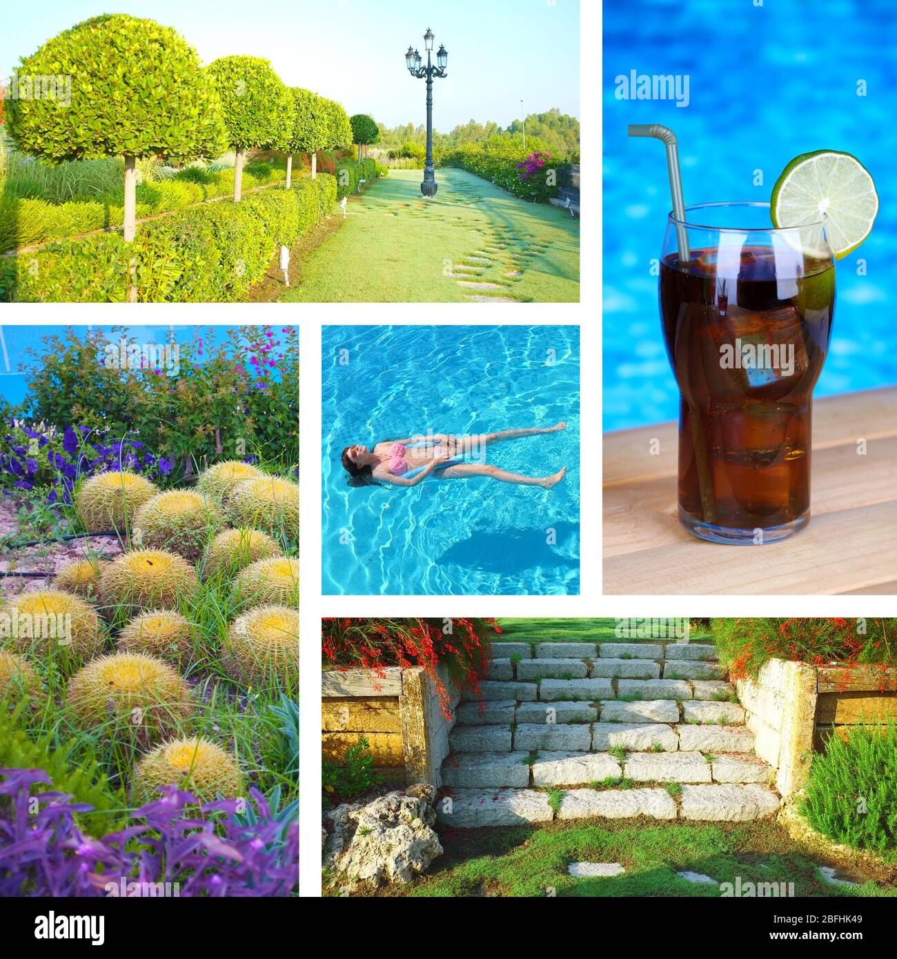 Collage with different photos of luxury touristic hotel Stock Photo - Alamy