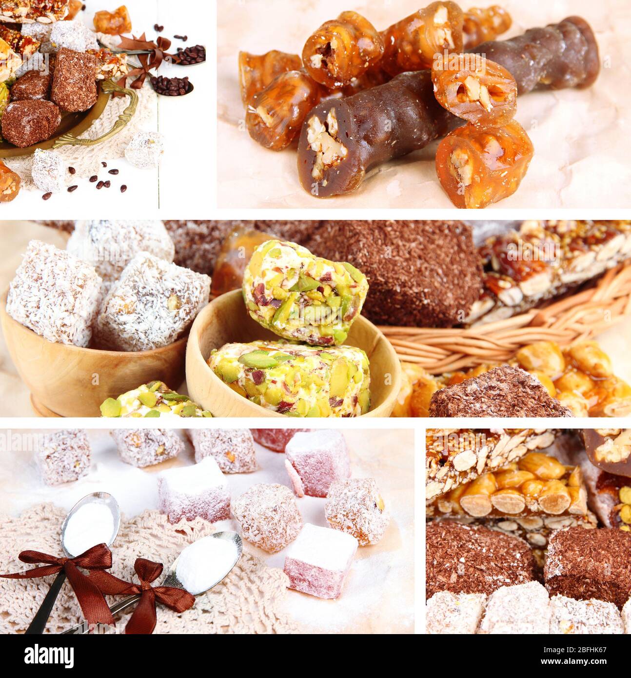 Tasty oriental sweets collage Stock Photo - Alamy