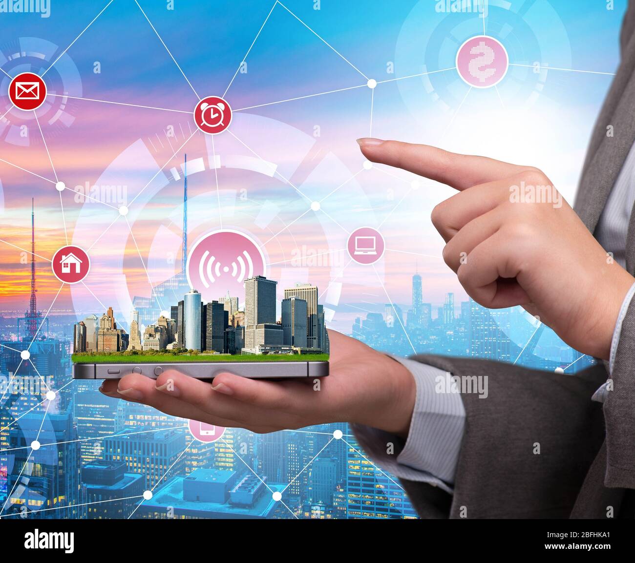 The concept of innovative smart city Stock Photo - Alamy