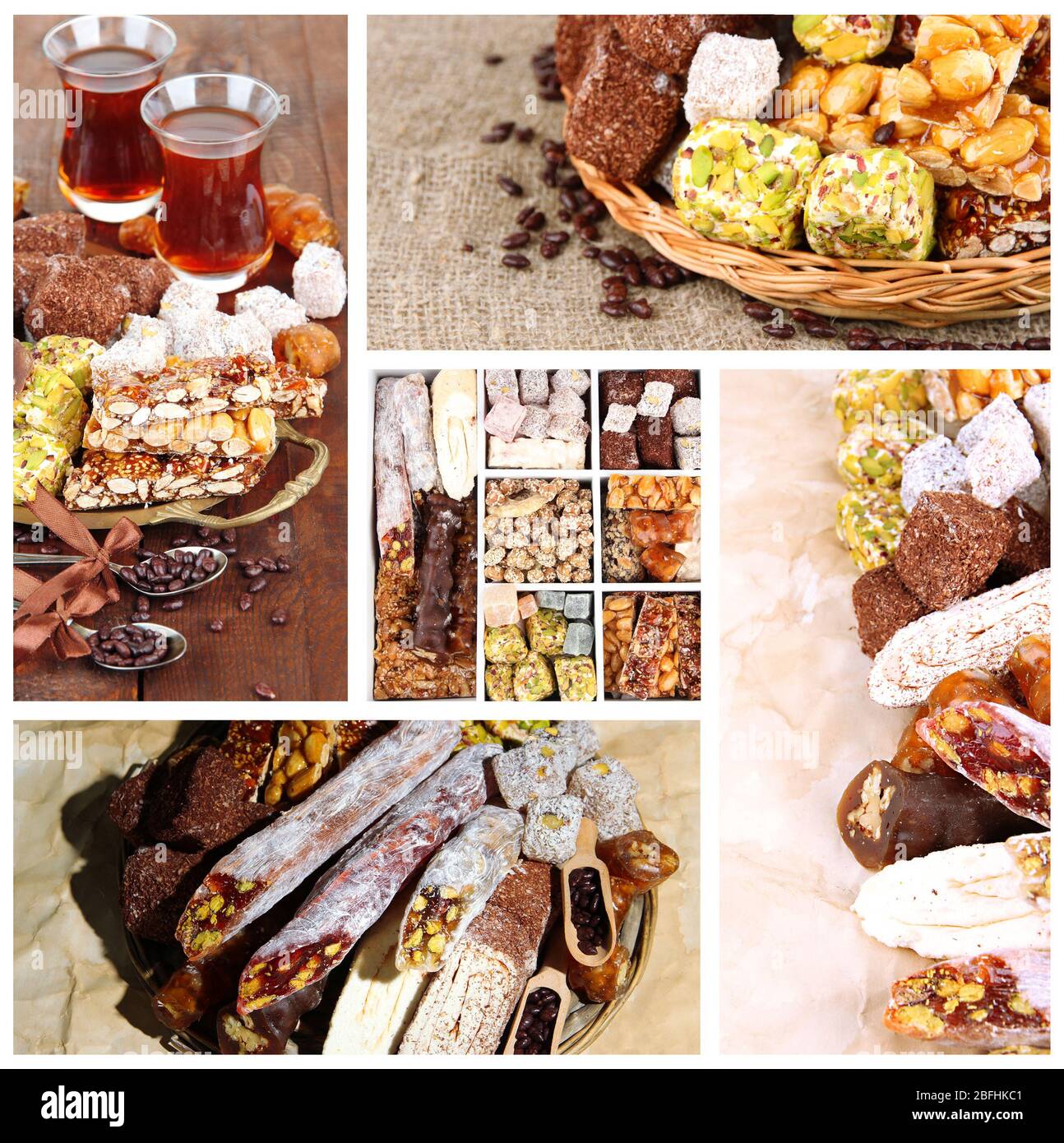 Tasty oriental sweets collage Stock Photo - Alamy