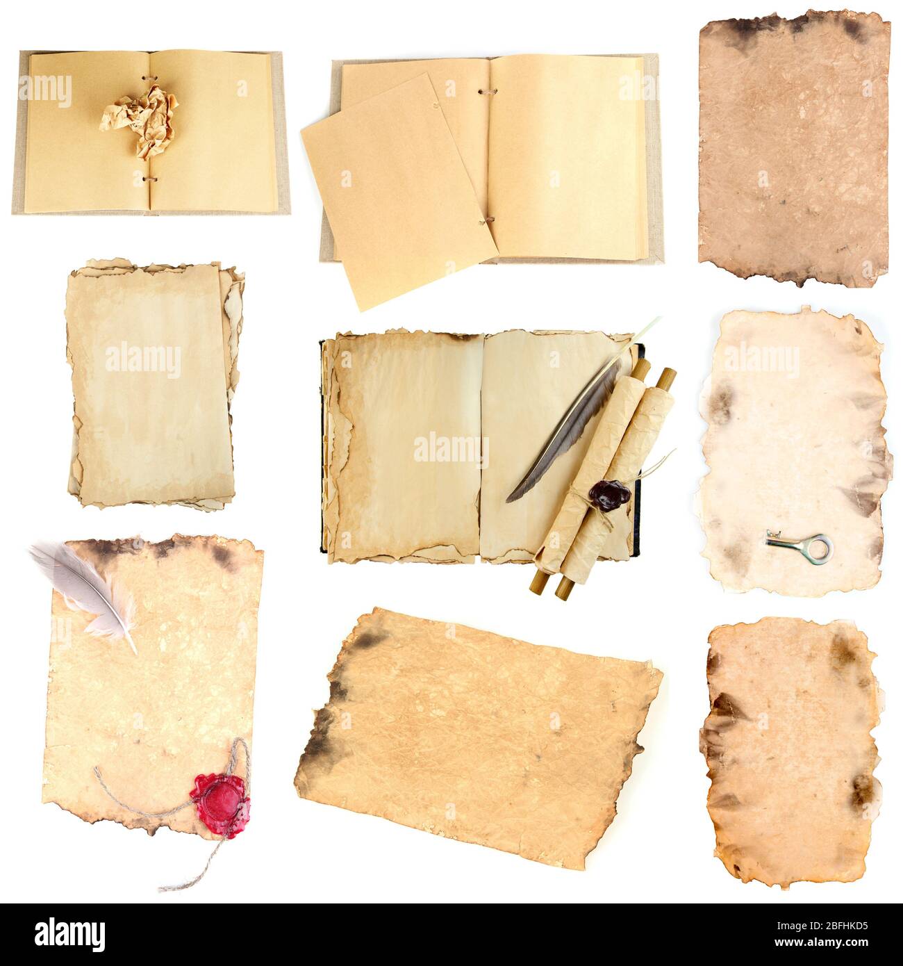 Old paper isolated on white Stock Photo - Alamy