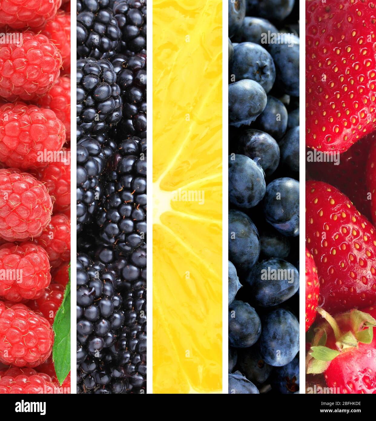 Collage of fresh berries and fruits Stock Photo - Alamy