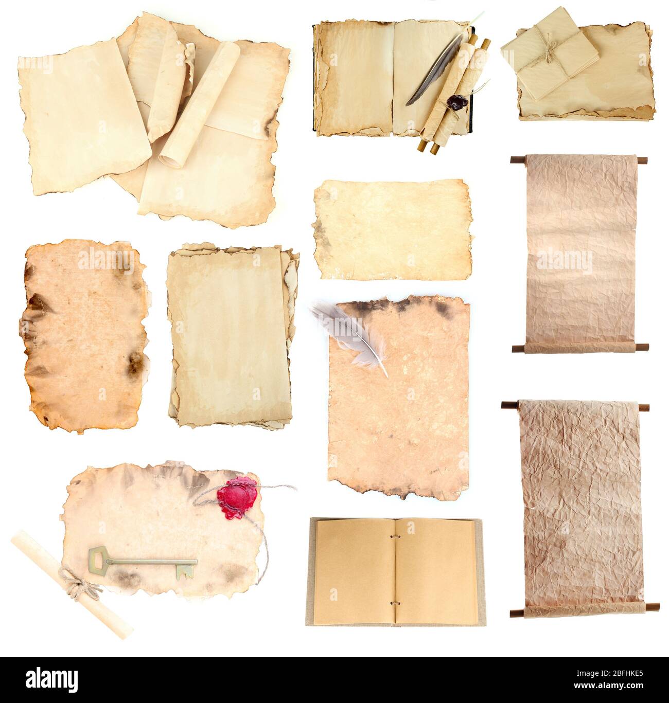 Old paper isolated on white Stock Photo - Alamy