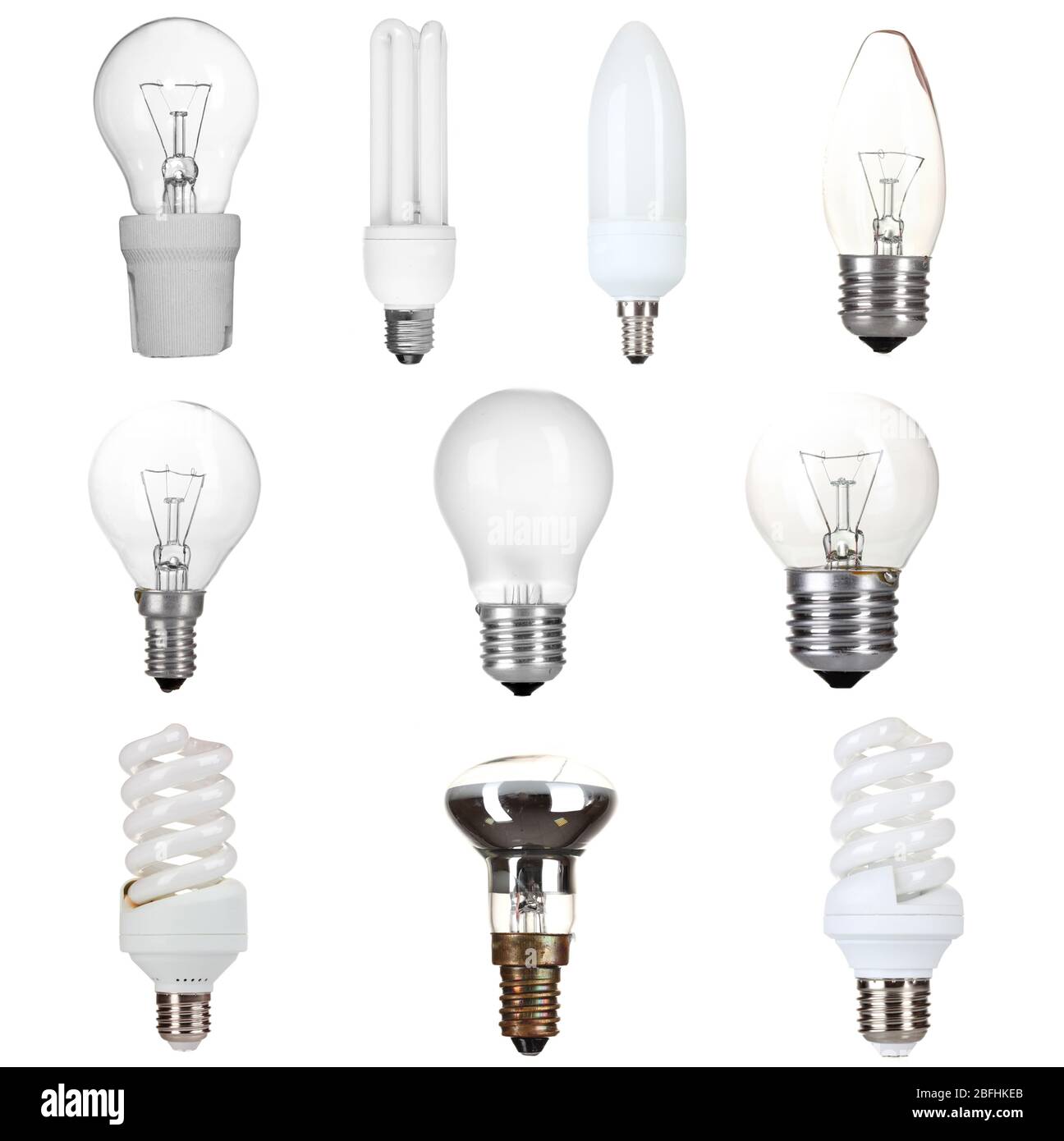 Collage of light bulbs isolated on white Stock Photo - Alamy