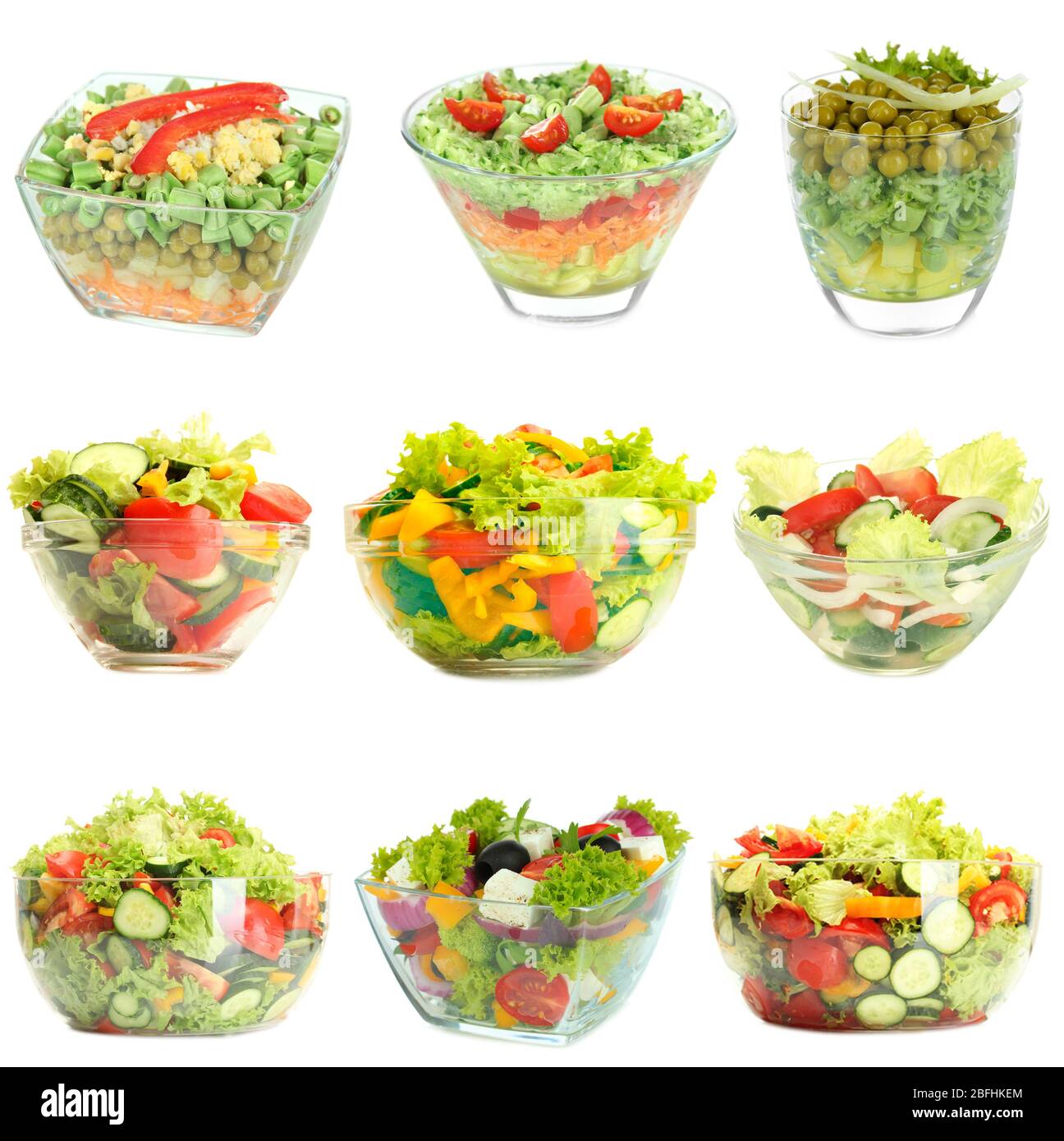 Collage of vegetable salads isolated on white Stock Photo - Alamy