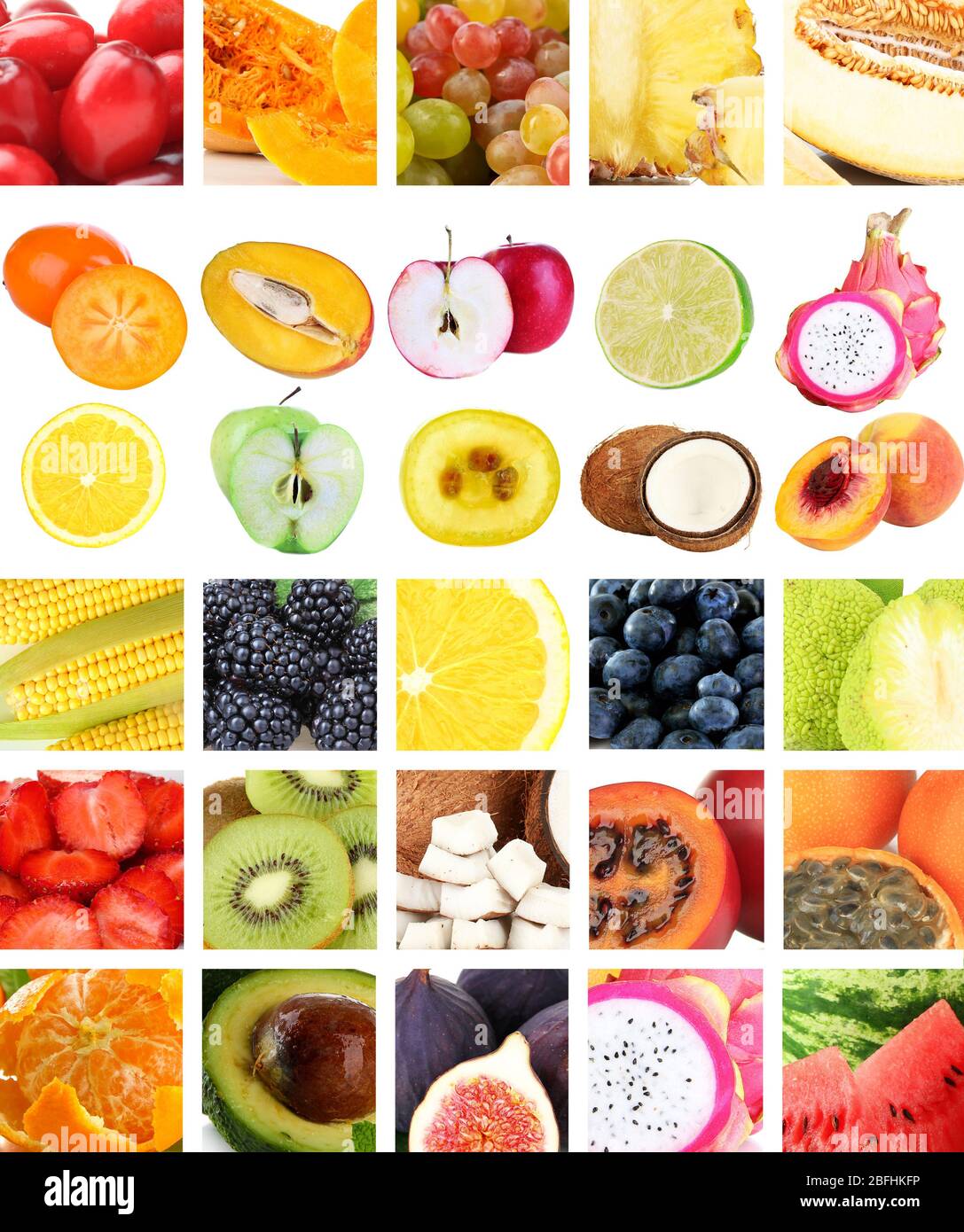 Collage of fresh fruits and berries Stock Photo - Alamy