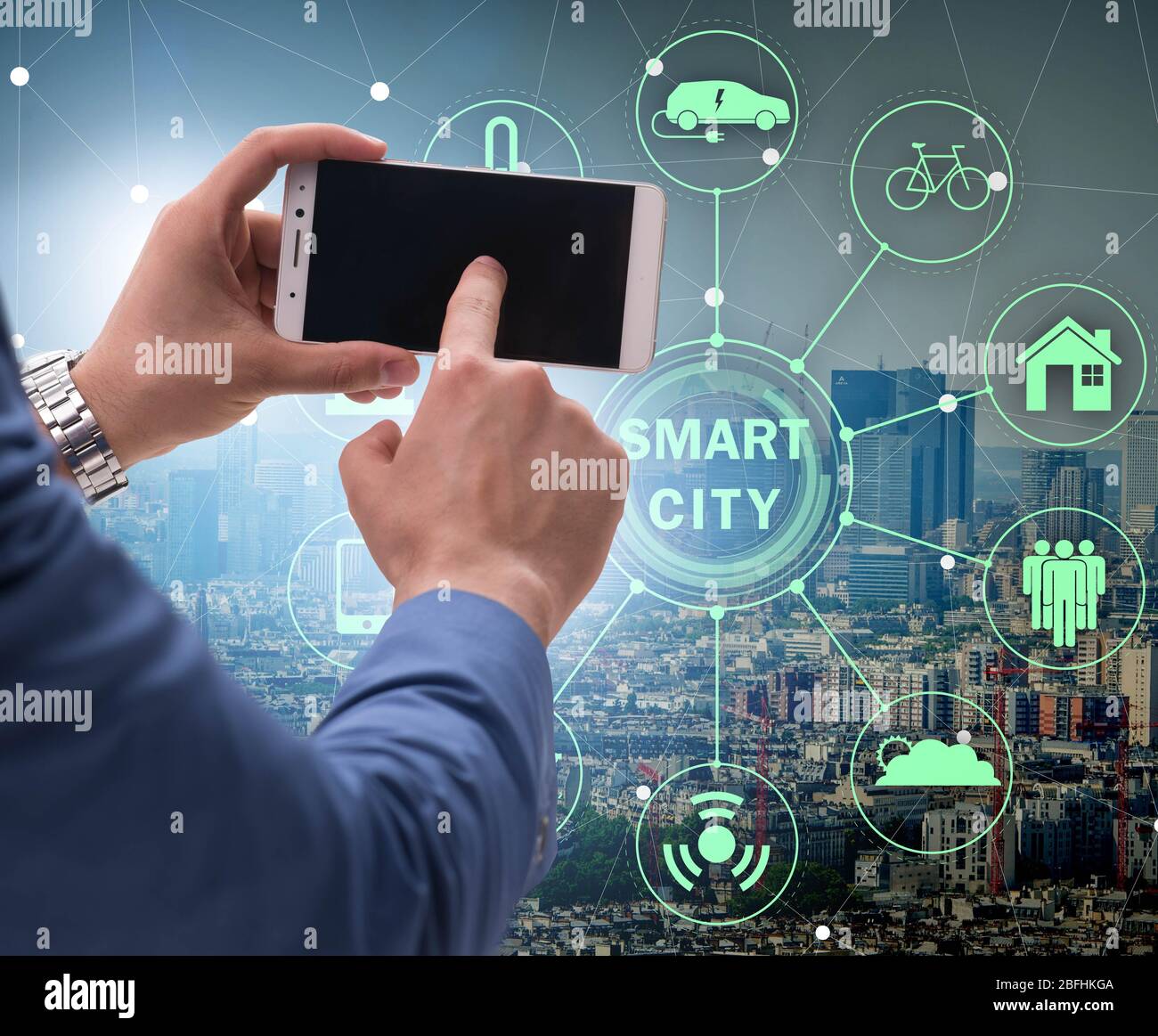 The smart city in innovation concept Stock Photo - Alamy