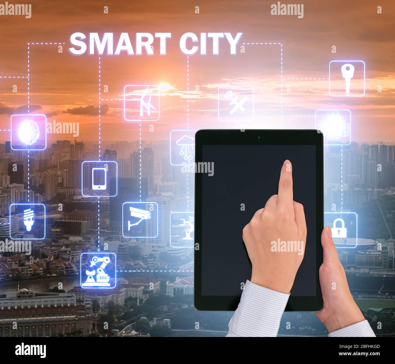 The smart city in innovation concept Stock Photo - Alamy