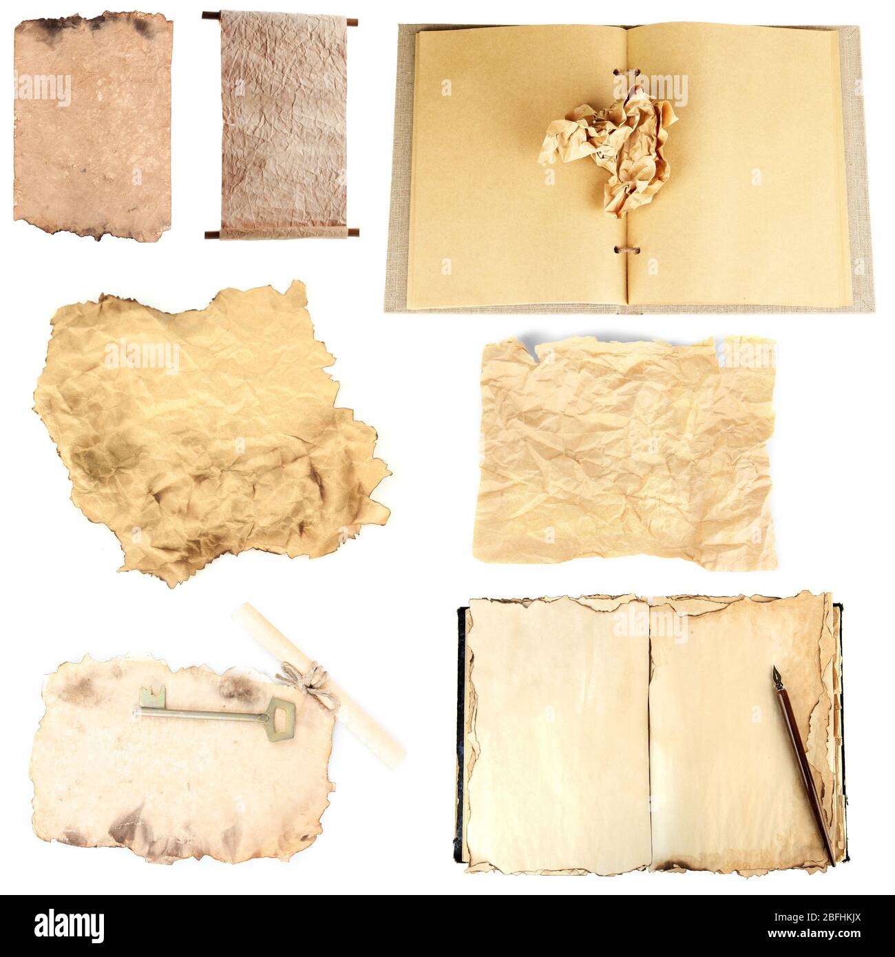 Old paper isolated on white Stock Photo - Alamy