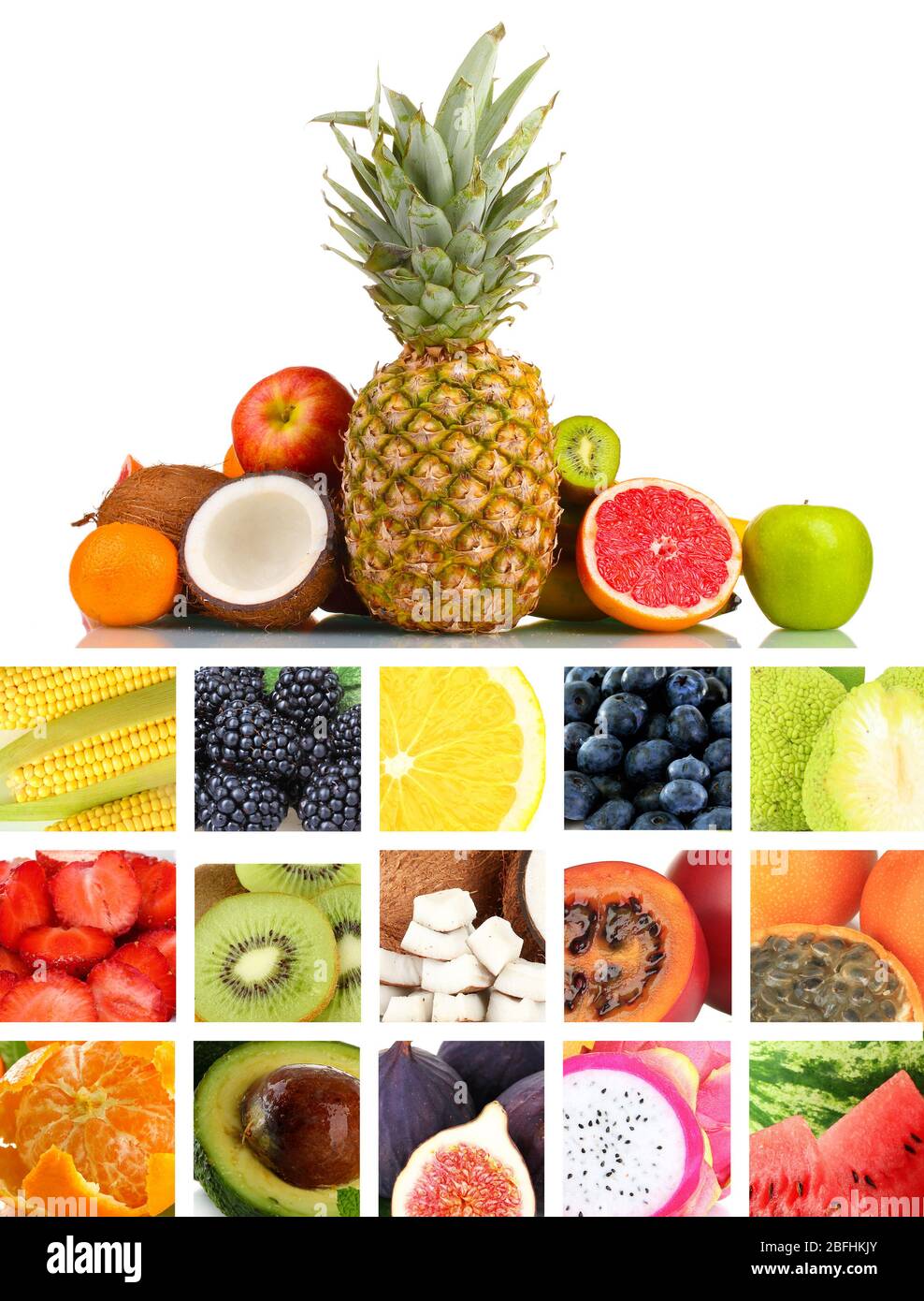 Collage of fresh fruits and berries Stock Photo - Alamy