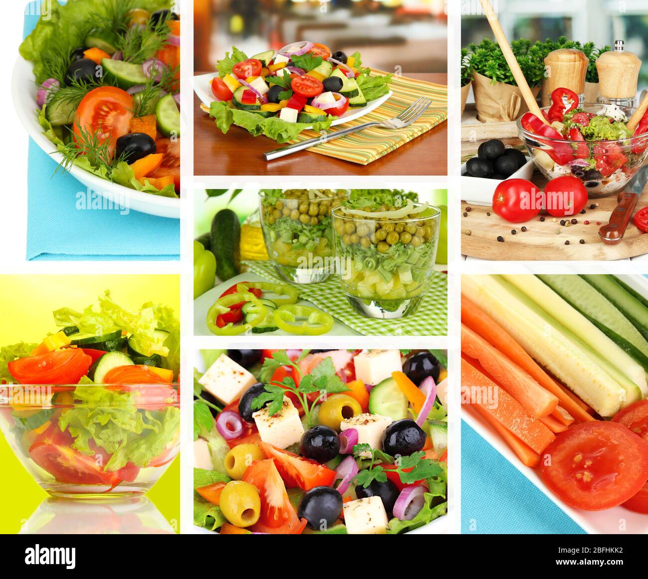 Collage of vegetarian salads Stock Photo - Alamy