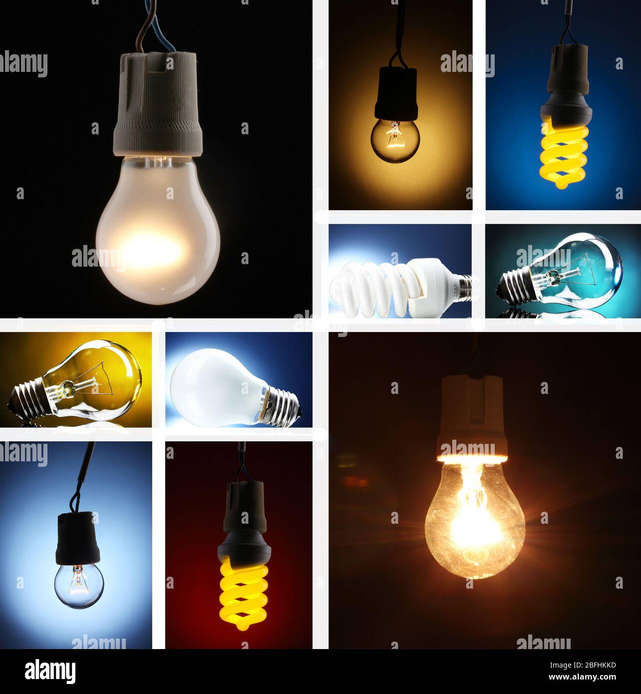 Collage of light bulbs Stock Photo - Alamy