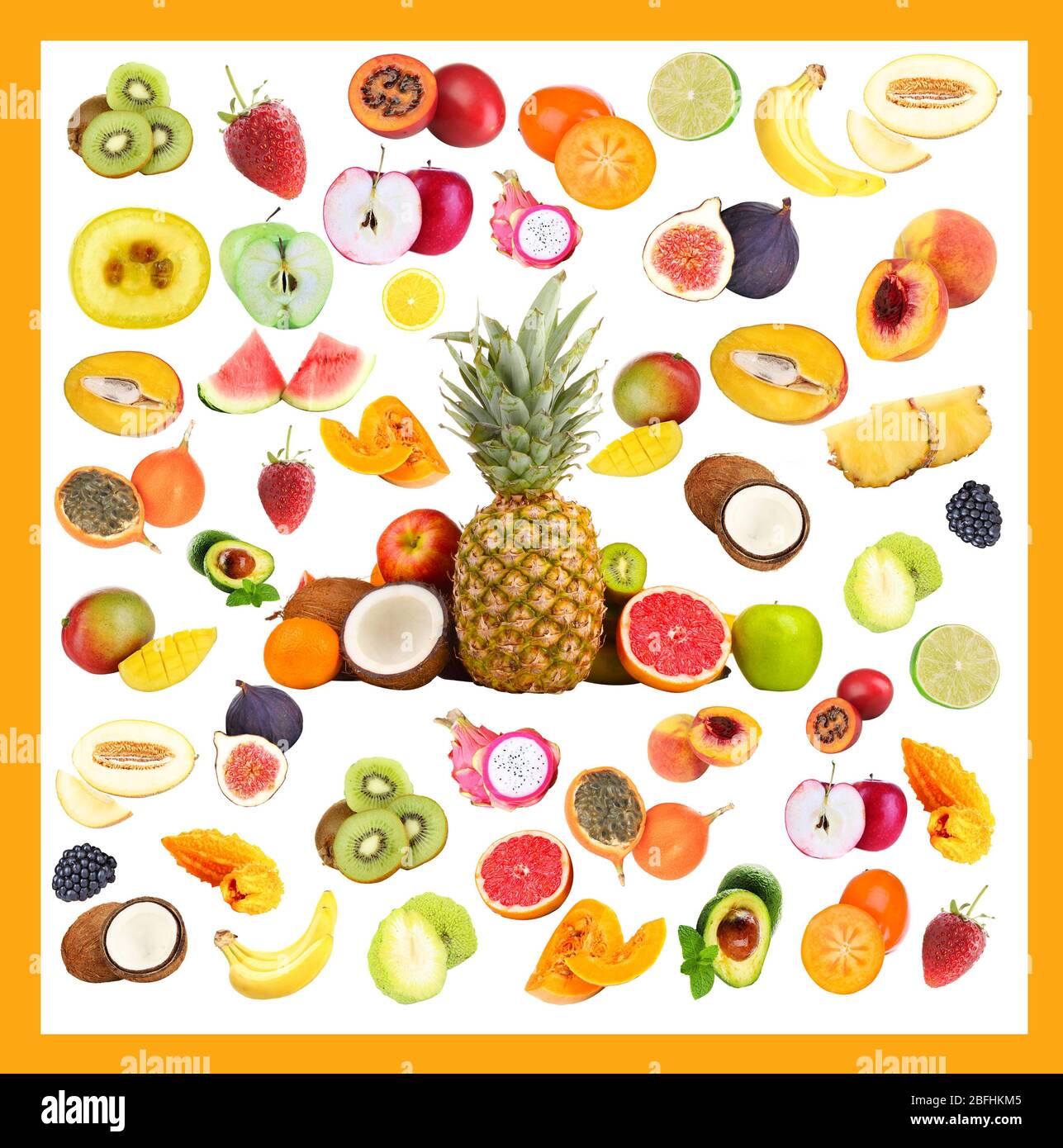 Collage of fresh fruits isolated on white Stock Photo - Alamy