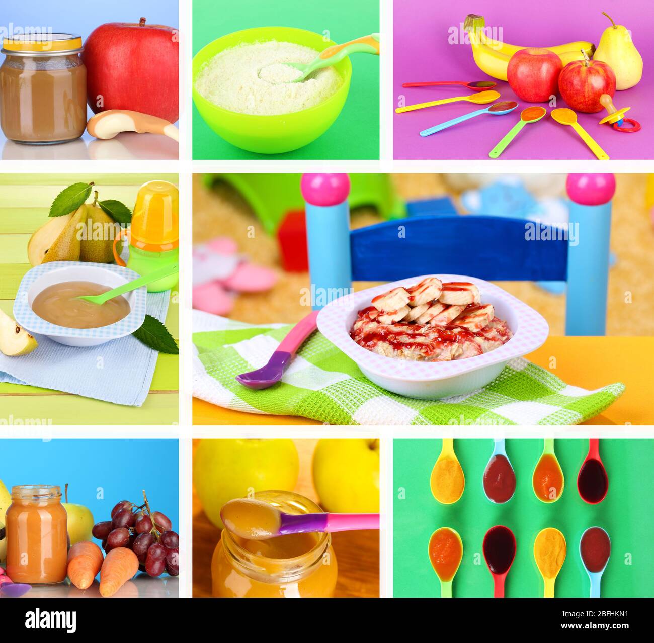 Baby food collage Stock Photo - Alamy