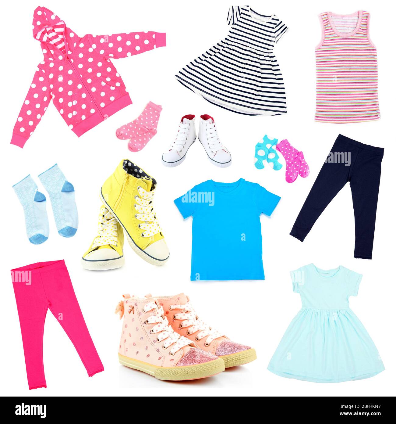 Collage of kids clothing isolated on white Stock Photo - Alamy