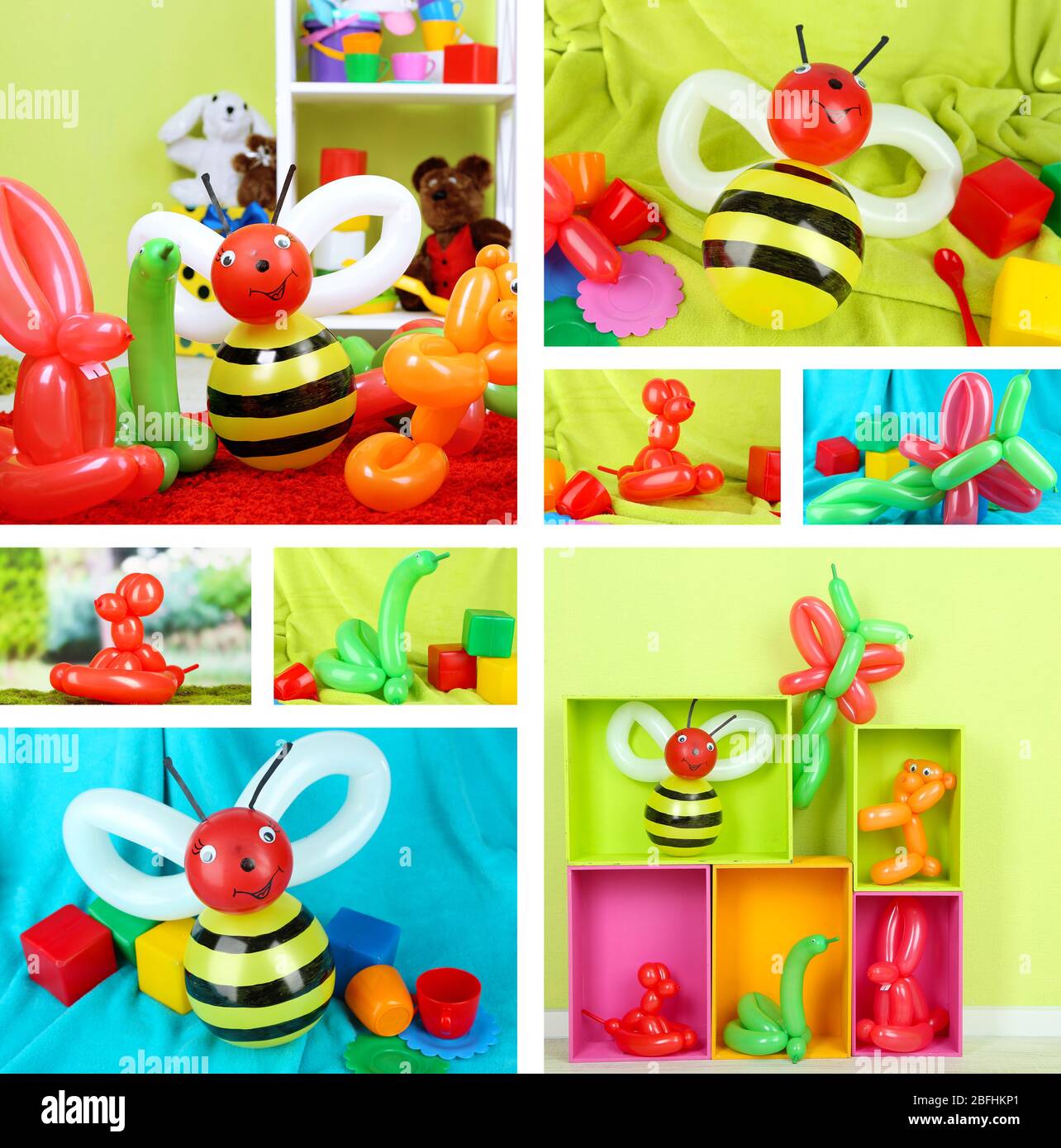 Collage of simple balloon animals Stock Photo - Alamy