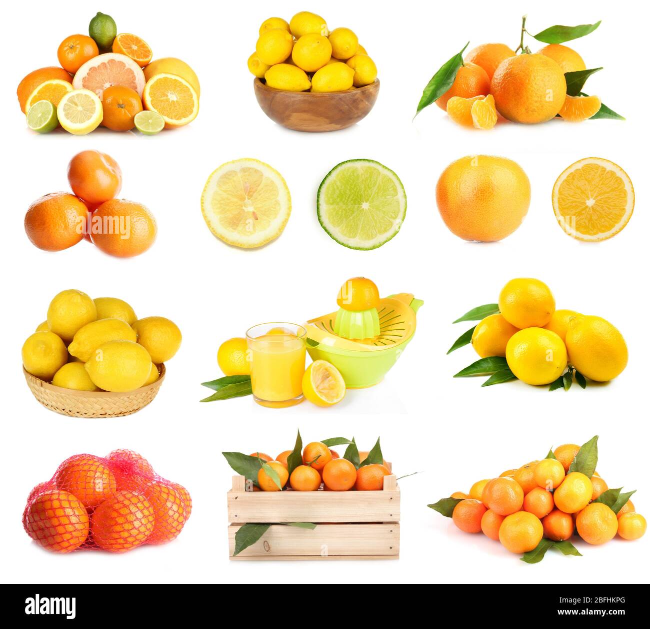 Citrus collage isolated on white Stock Photo - Alamy