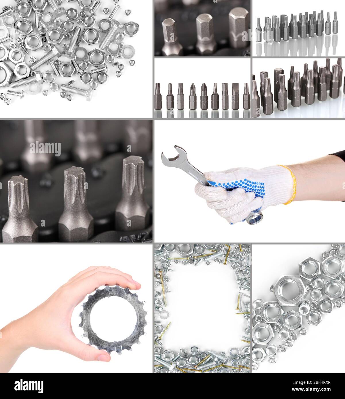 Collage of metal workshop tools Stock Photo - Alamy