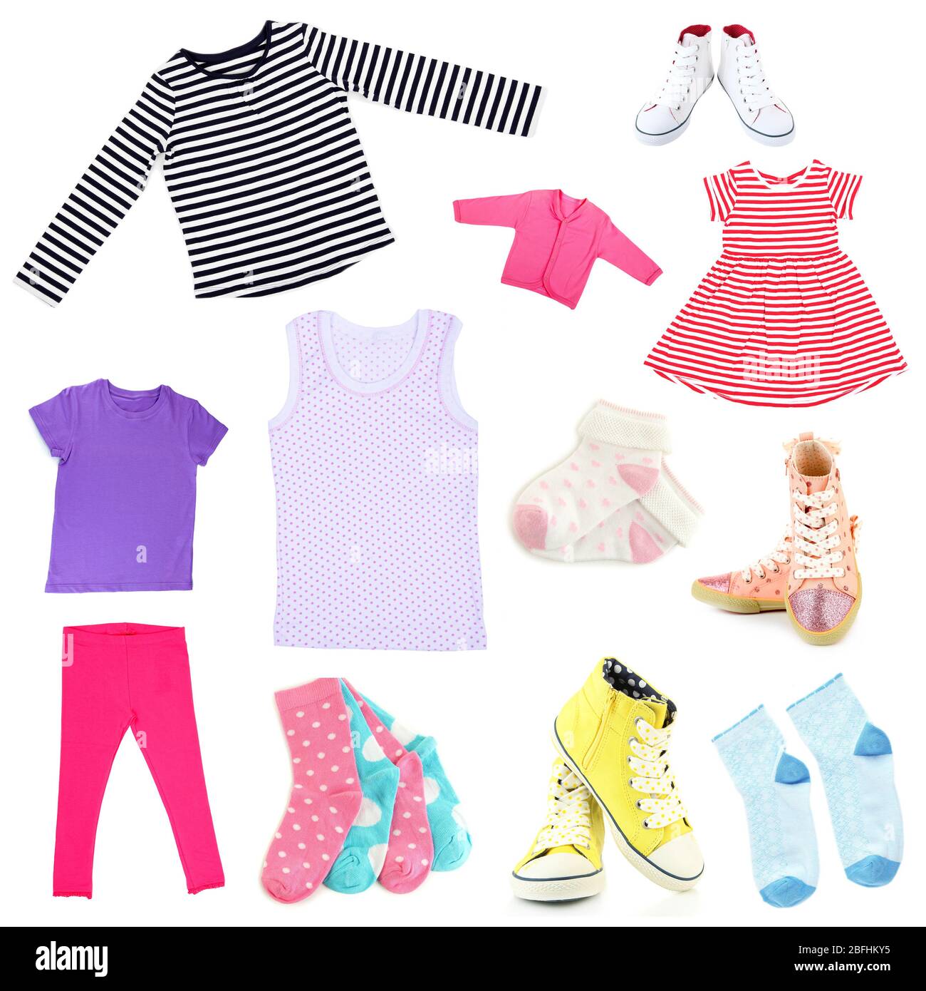 Collage of kids clothing isolated on white Stock Photo - Alamy