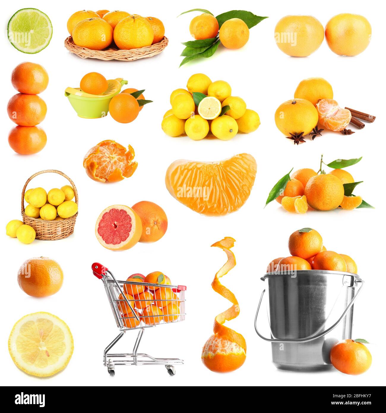 Citrus collage isolated on white Stock Photo - Alamy