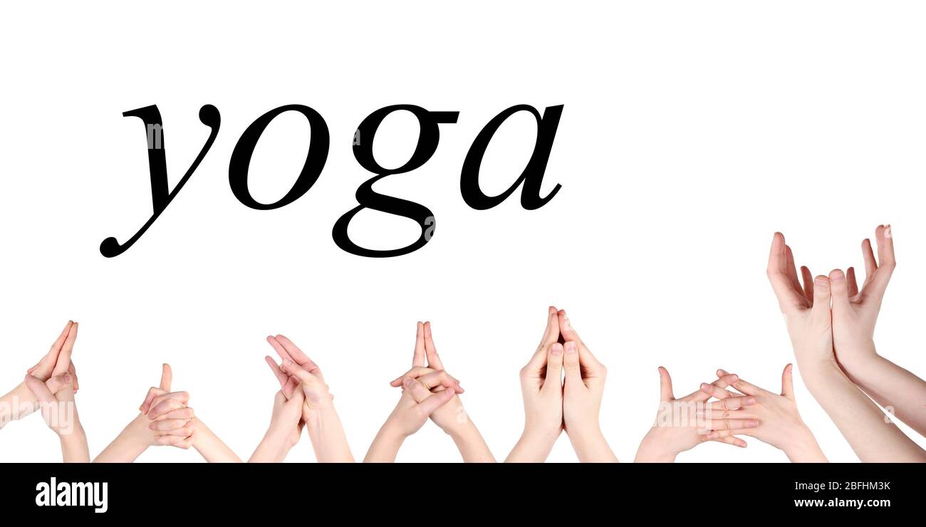 Collage of hand gestures in yoga Stock Photo - Alamy