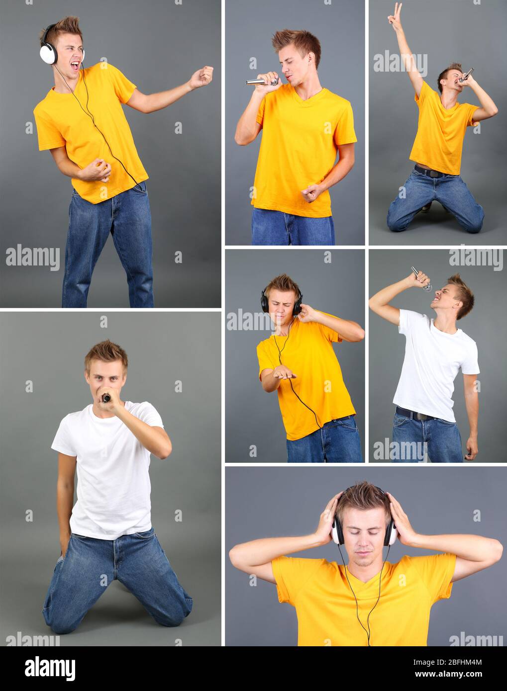Collage of young singer Stock Photo - Alamy