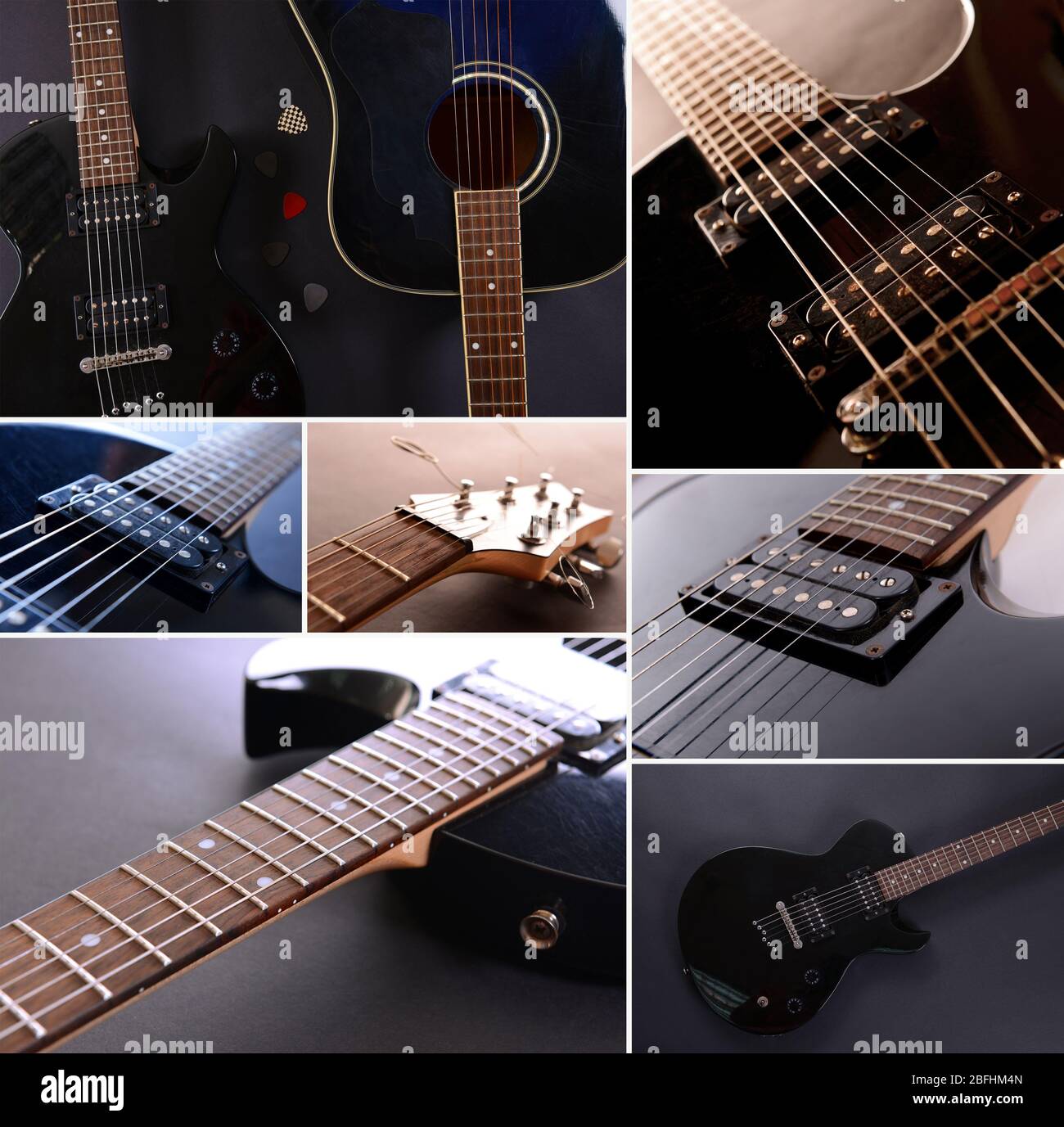 Musical collage. Guitar Stock Photo - Alamy