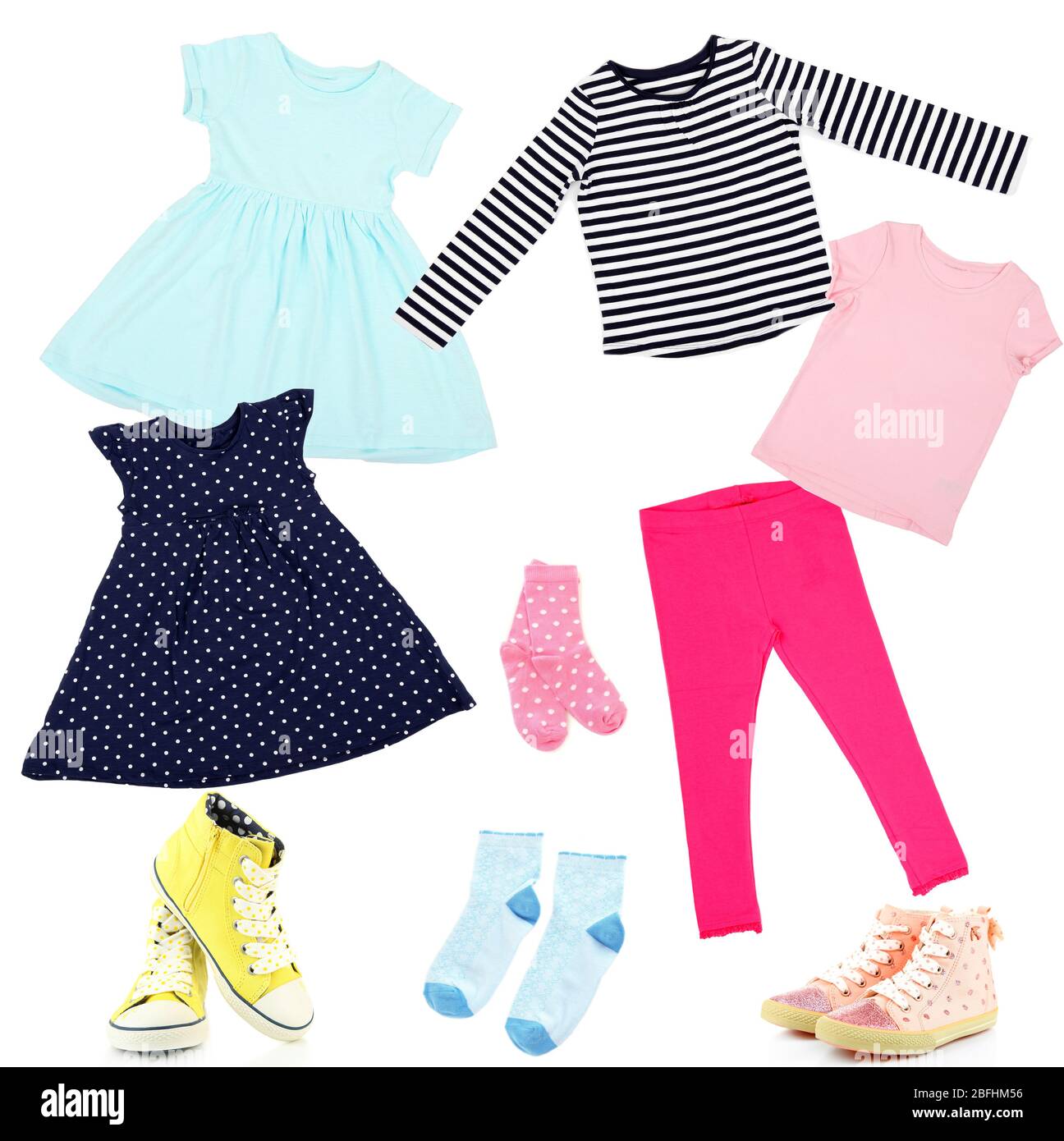 Collage of kids clothing isolated on white Stock Photo - Alamy