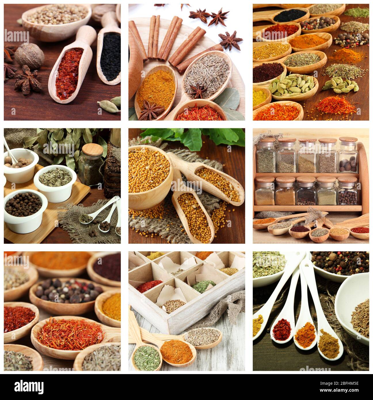 Collage of different aroma spices Stock Photo - Alamy