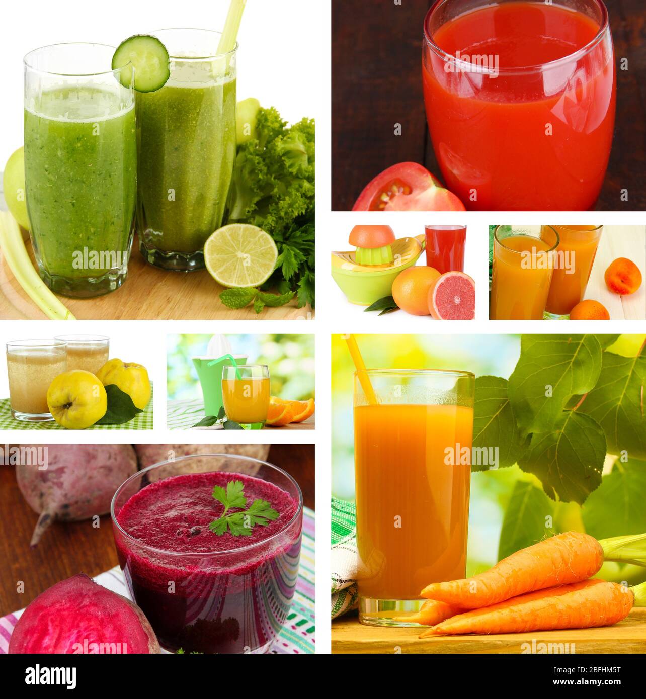 Fresh juice collage Stock Photo - Alamy