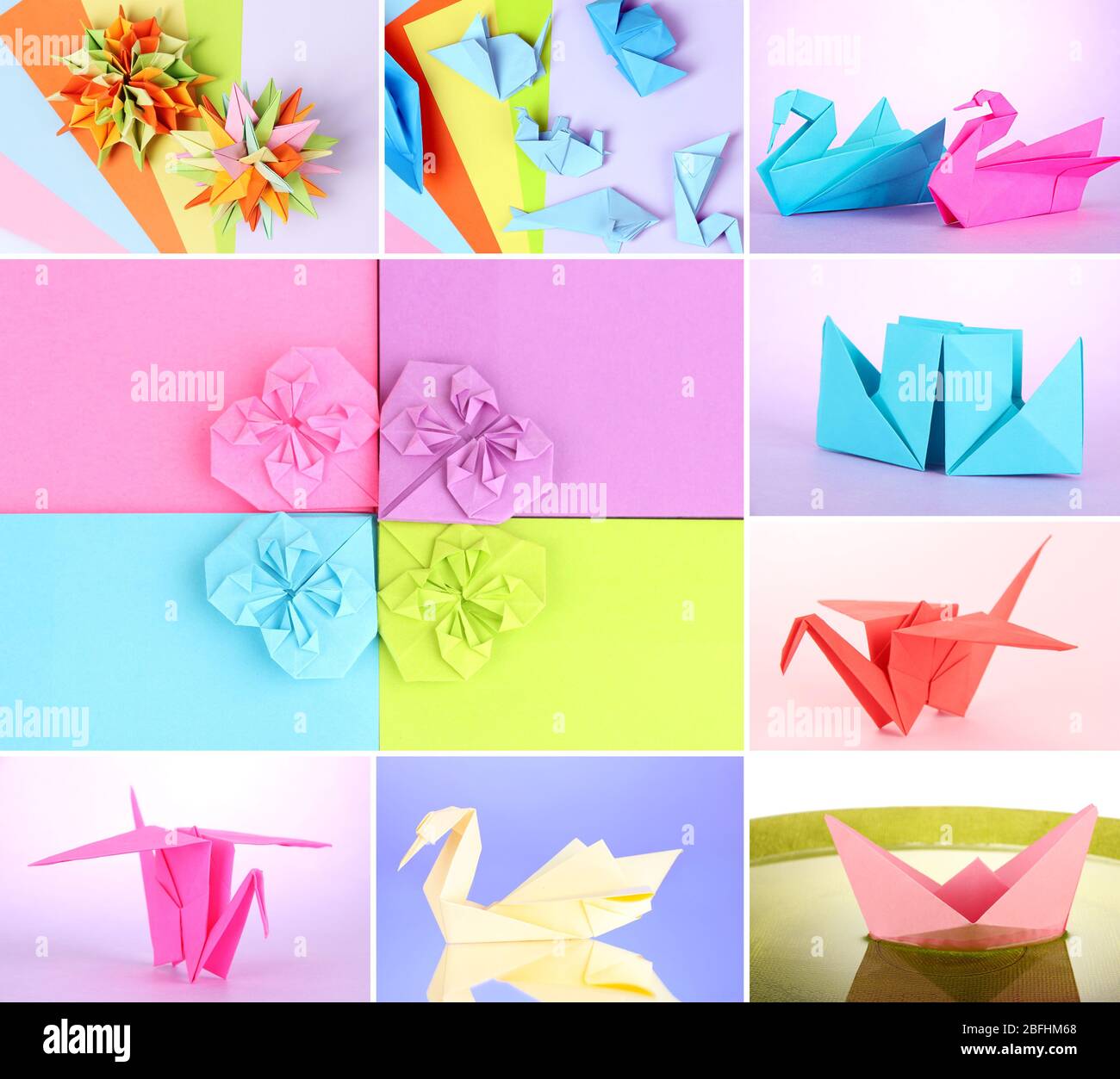 Collage of different origami papers close-up Stock Photo - Alamy
