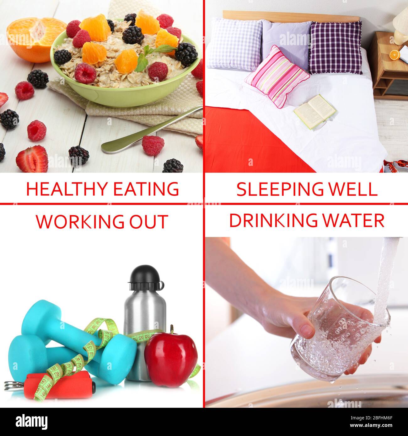 Collage of healthy lifestyle Stock Photo - Alamy