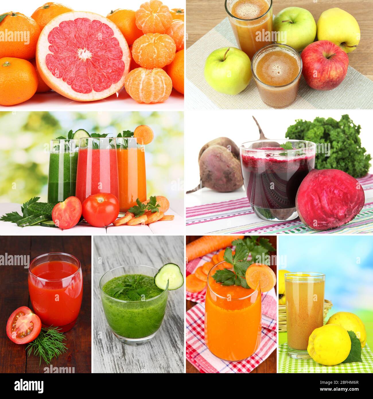 Fresh juice collage Stock Photo - Alamy