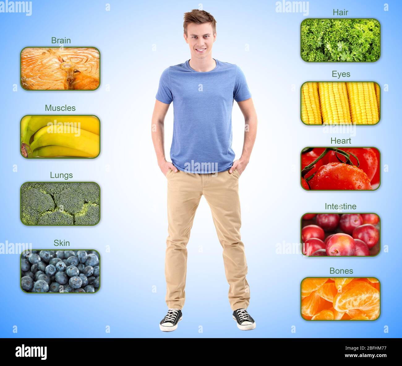 Collage of the most useful foods for human Stock Photo - Alamy