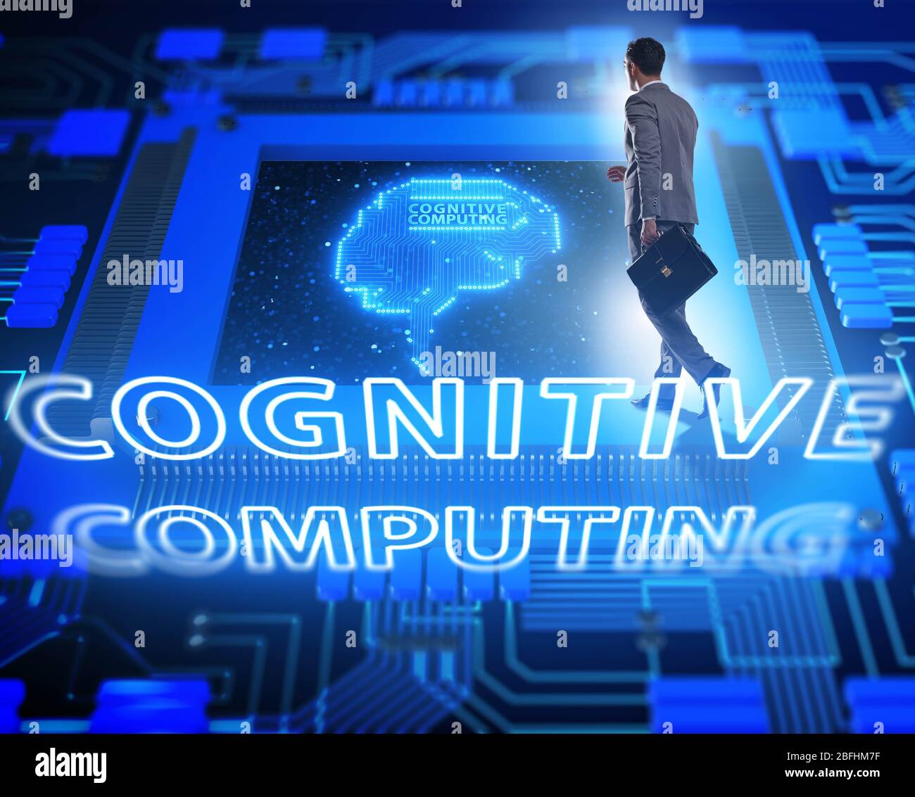Cognitive computing concept as future technology with businessman Stock ...