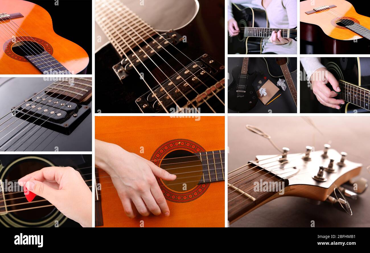 Musical collage. Guitar Stock Photo - Alamy