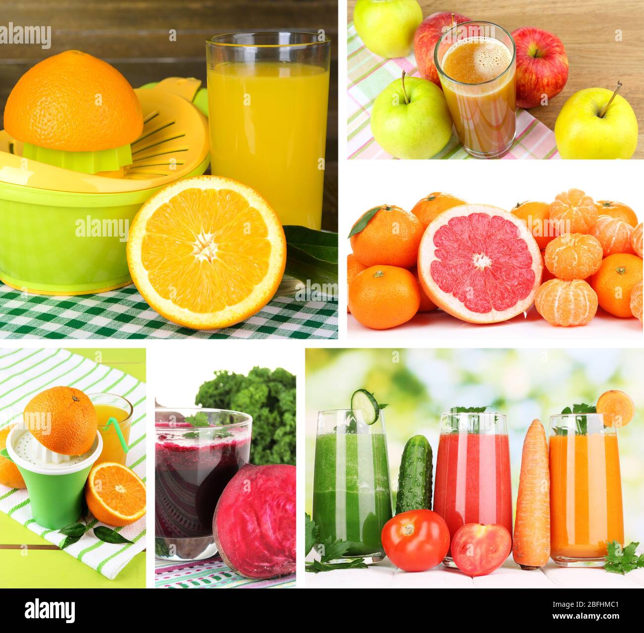Fresh juice collage Stock Photo - Alamy