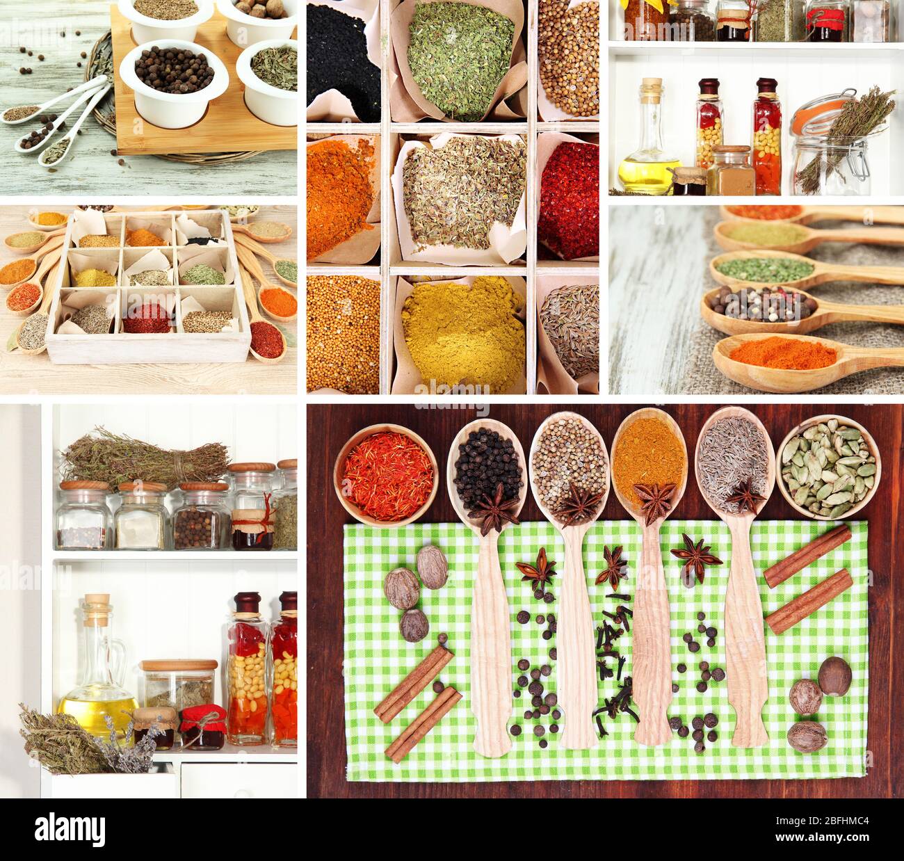 Collage of different aroma spices Stock Photo - Alamy