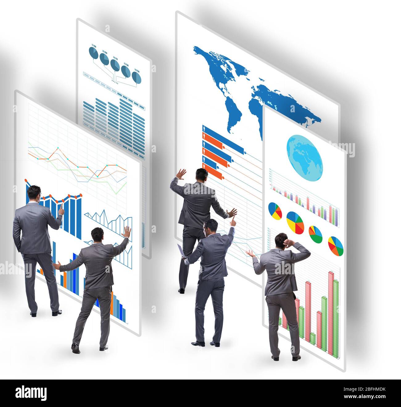 The businessman in business visualization and infographics concept ...